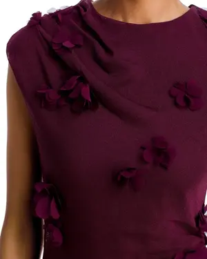 Simkhai Floral Applique Mesh Overlay Dress