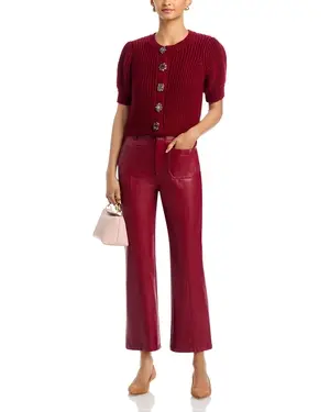 Cinq À Sept Dorothea Faux Leather High Rise Straight Leg Jeans