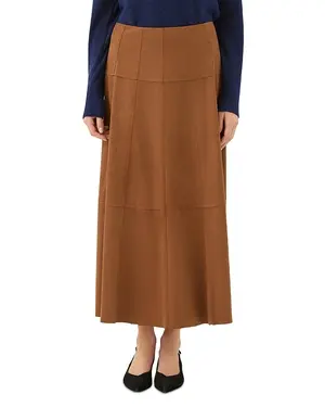 Karen Kane Tiered Faux Suede Midi Skirt - Camel