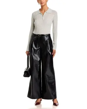 TOCCIN Airey Pleated Faux Leather Pants