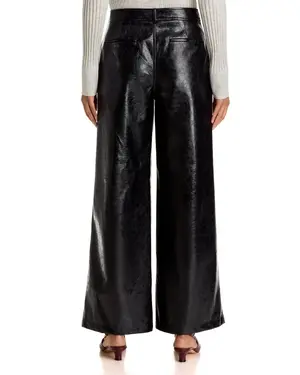 TOCCIN Airey Pleated Faux Leather Pants