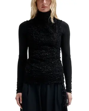 DARKPARK Faux Fur Mixed Media Top