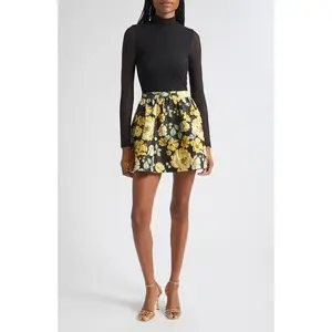 Alice + Olivia Chara Mock Neck Long Sleeve Minidress