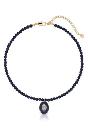 Ettika Beaded Pendant Necklace With Lazuli And Crystal - Lapis