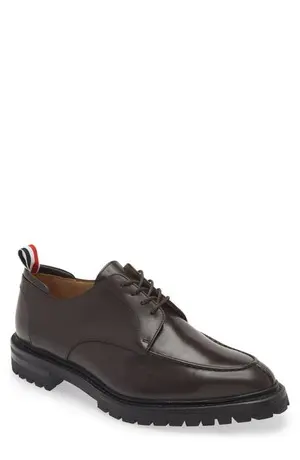 Thom Browne Leather Apron Toe Derby With Lug Sole - Brown