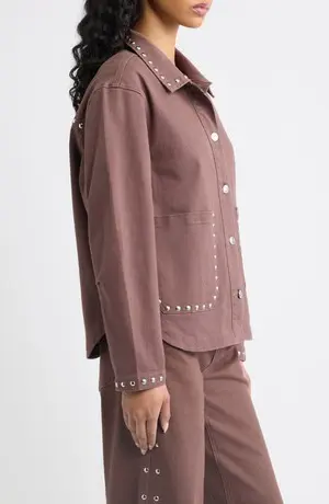 FADE OUT LOUD Studded Patch Pocket Jacket