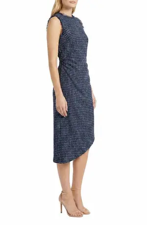 Maggy London Tweed Asymmetrical Midi Dress