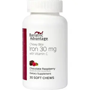 BARIATRIC ADVANTAGE Iron 30 Mg Chewy Bite With Vitamin C Chocolate Raspberry Supplement 30 Count - None