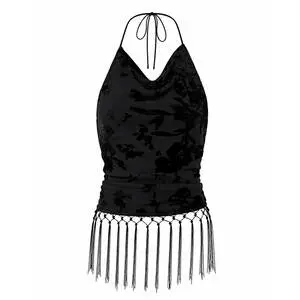 TOHEN Astley Devoré Floral Burn-out Halter Neck Top