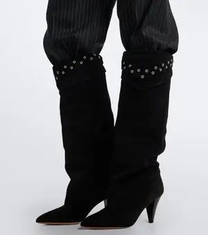Isabel Marant Étoile Embellished Suede Knee-high Boots