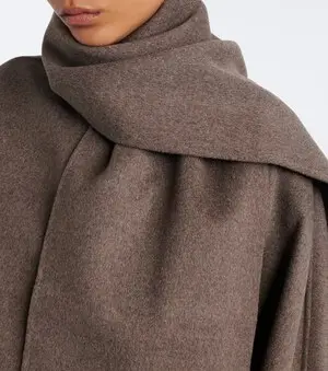 Max Mara Virgin Wool Scarf-detail Jacket - Brown