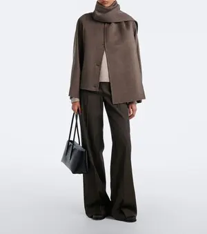 Max Mara Virgin Wool Scarf-detail Jacket - Brown
