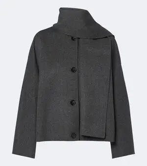 Max Mara Scarf-detail Virgin Wool Jacket - Grey