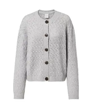 Varley Hossler Pointelle Cotton-blend Cardigan - Grey