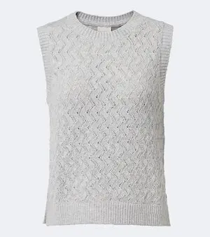 Varley Hazen Pointelle Cotton-blend Sweater Vest