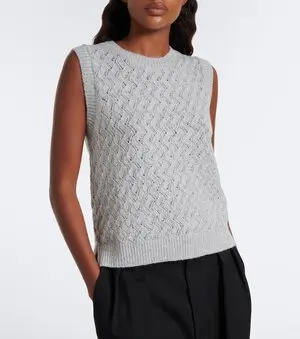Varley Hazen Pointelle Cotton-blend Sweater Vest