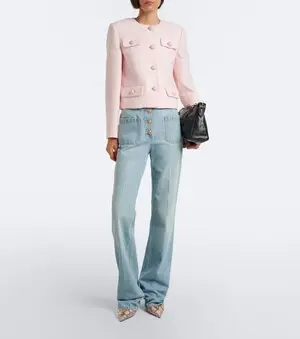 Valentino Garavani Vlogo Floral Leather-trimmed Slingback Pumps