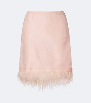 Staud Lark Feather-trimmed Silk Miniskirt - Pink