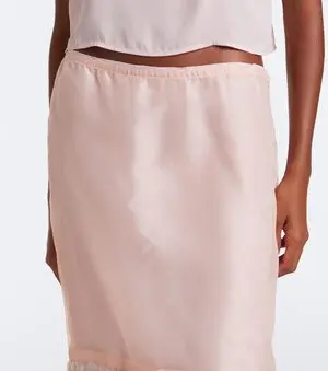 Staud Lark Feather-trimmed Silk Miniskirt - Pink