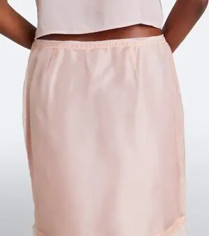Staud Lark Feather-trimmed Silk Miniskirt - Pink