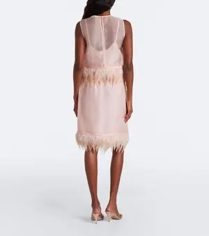 Staud Lark Feather-trimmed Silk Miniskirt - Pink