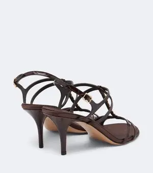 FERRAGAMO Tiane Embellished Croc-effect Leather Sandals - Brown