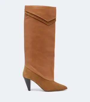 Isabel Marant Étoile Lezra Suede And Leather Knee-high Boots - Brown