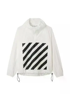 Off-White Diagonals Logo-print Hooded Windbreaker Jacket - White