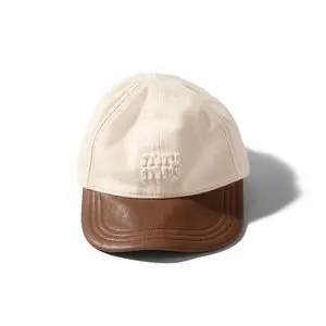 Miu Miu Drill And Nappa Leather Baseball Cap