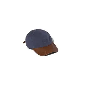 Miu Miu Drill And Nappa Leather Baseball Cap - Ecru/oak