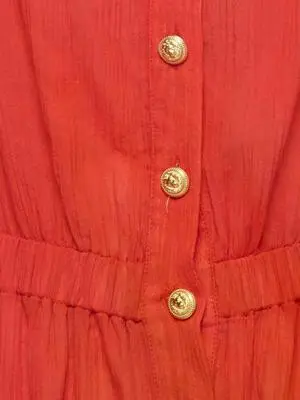 Balmain Crinkle-finish Off-shoulder Maxi Dress - Red