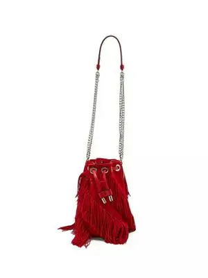 CHRISTIAN LOUBOUTIN Marie Jane Fringe-detail Bucket Bag - Red