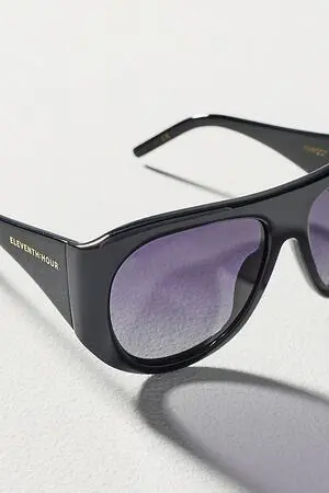 ELEVENTH HOUR Oversized Aviator Sunglasses - Black