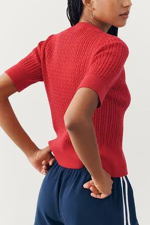 Varley Rhys Short Sleeve Cardigan Top