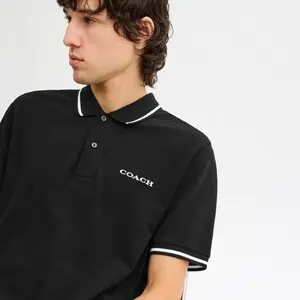 COACH Signature Trim Polo In Organic Cotton - Black