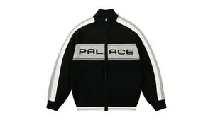 PALACE Full Zip Ribbed Knit Sweater - Black