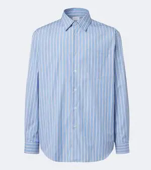 Saint Laurent Striped Cotton Poplin Shirt - Blue
