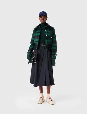 Maje Reversible Cropped Check Jacket