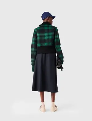 Maje Reversible Cropped Check Jacket