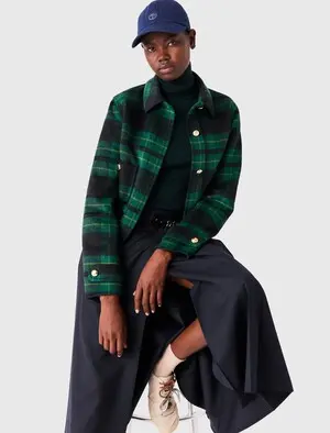 Maje Reversible Cropped Check Jacket