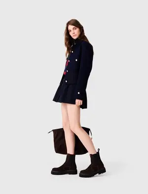 Maje Short Double-faced Jacket With Corduroy Collar