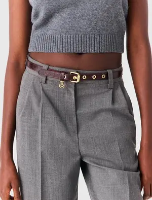 Maje Slim Leather Belt With Eyelets
