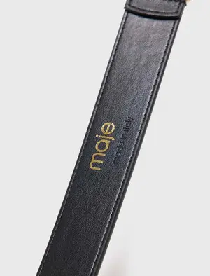 Maje Leather Belt With Oval Buckle