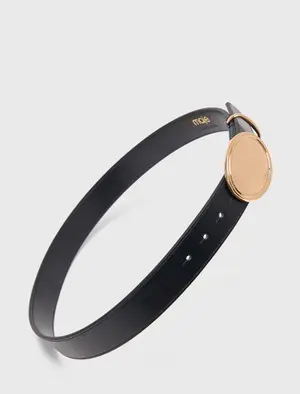 Maje Leather Belt With Oval Buckle