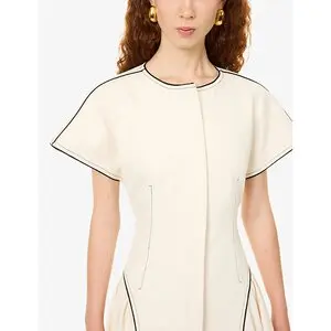 Mona Alshebil Open-back Contrast-stitch Denim Maxi Dress