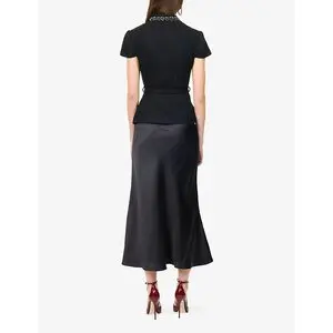 SELF-PORTRAIT Crystal-trim Bouclé And Satin Midi Dress