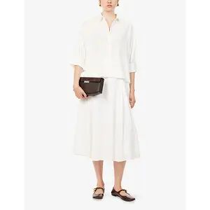 YASMINA Q Lina Flared Cuff Linen-blend Shirt