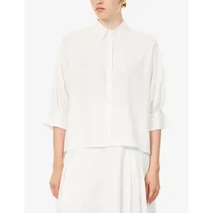 YASMINA Q Lina Flared Cuff Linen-blend Shirt