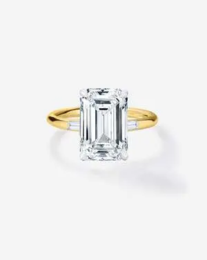 Ring Concierge Emerald Lab Diamond Engagement Ring With Baguette Accents - Gold