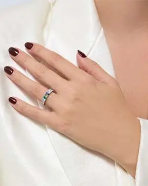 Ring Concierge Radiant Lab Diamond And Birthstone Eternity Band - Platinum